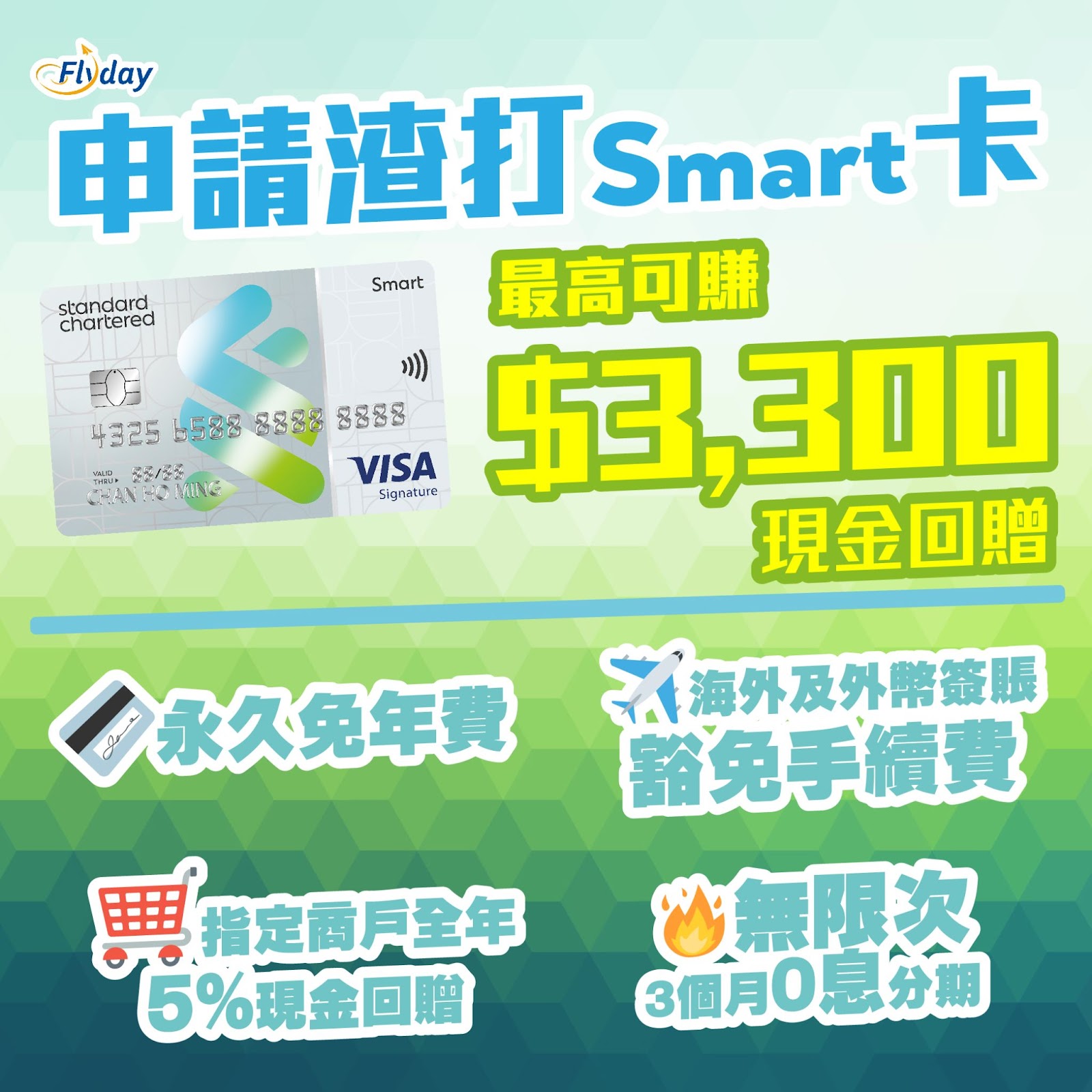 渣打Smart卡12月迎新優惠加碼｜成功申請享高達HK$3,300 現金回贈｜Klook及指定商戶全年5%現金回贈！海外及外幣簽賬豁免手續費及 ...