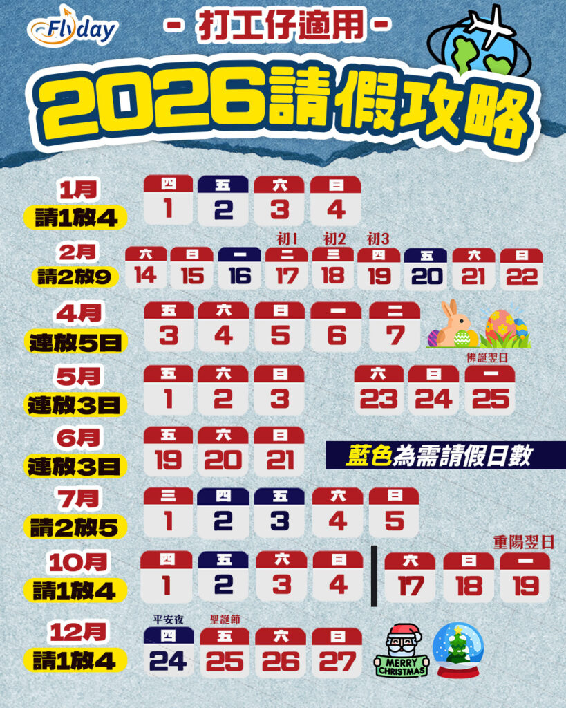 【請假攻略2026】計劃旅行前要睇｜2026年香港公眾假期一覽 即睇請幾多日假最著數 - Flyday.hk 酒店優惠| Staycation套票 | 自助餐優惠