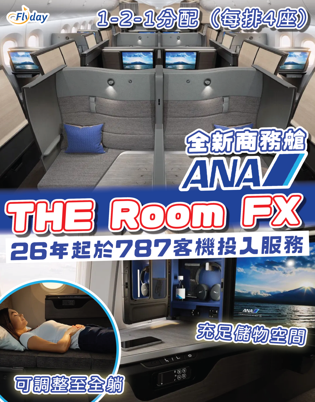 【ANA全日空】推出全新787客機商務艙THE Room FX｜26年起長途國際航線投入服務 - Flyday.hk 全港最多機票優惠｜酒店套票｜旅遊平價資訊