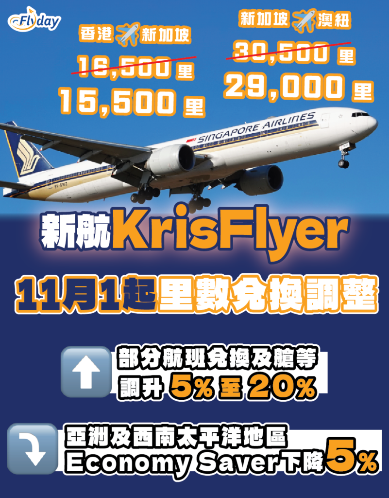 【新航會員計劃 KrisFlyer】11月1起會員需用更多里數換機票或升艙｜新加坡航空常客KrisFlyer計劃介紹 - Flyday.hk ...